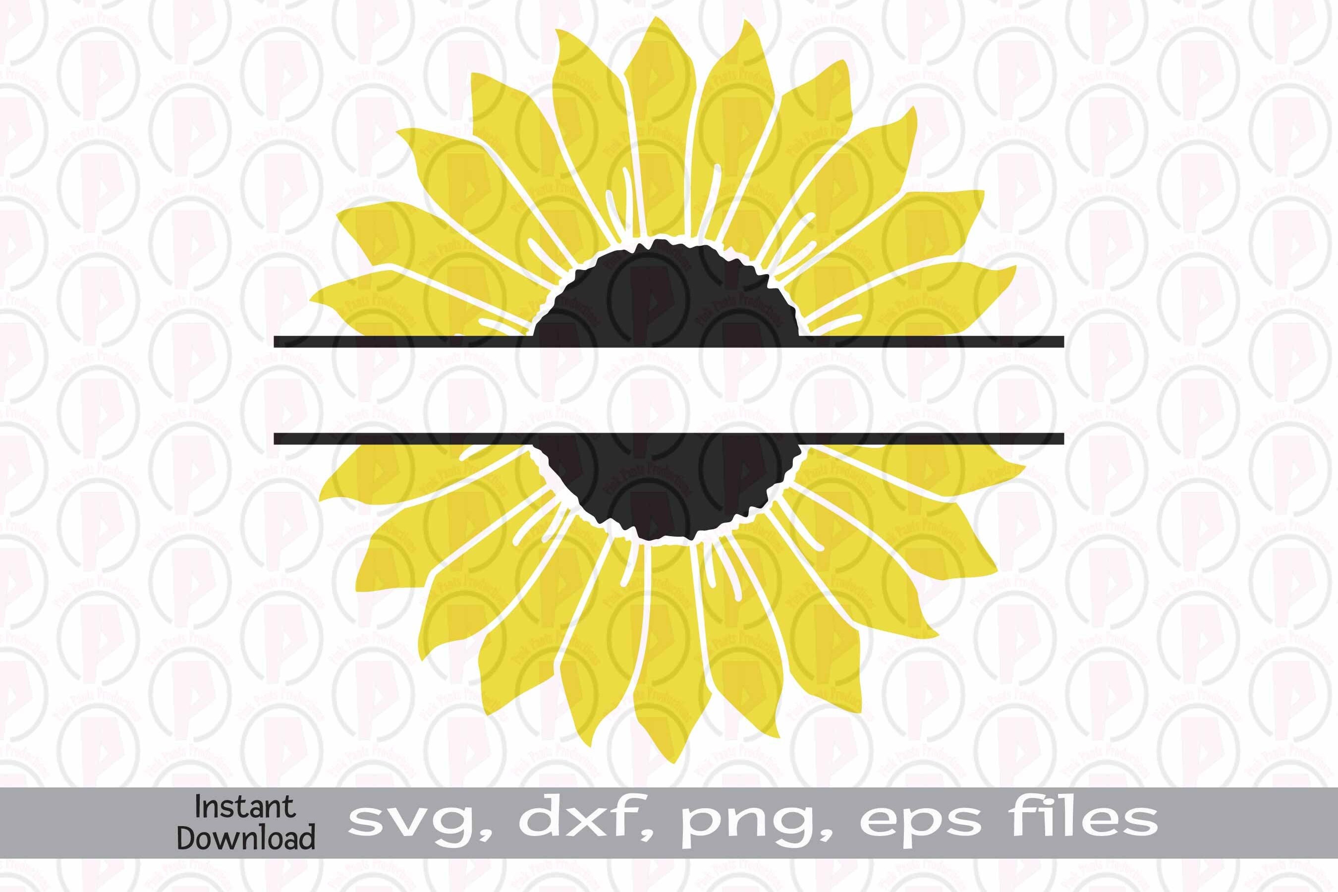 Sunflower Split Monogram SVG Sunflower Clipart Flower | Etsy