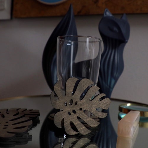 Laser Cut Coaster Leaf Coaster Double Layer Coaster Set of - Etsy