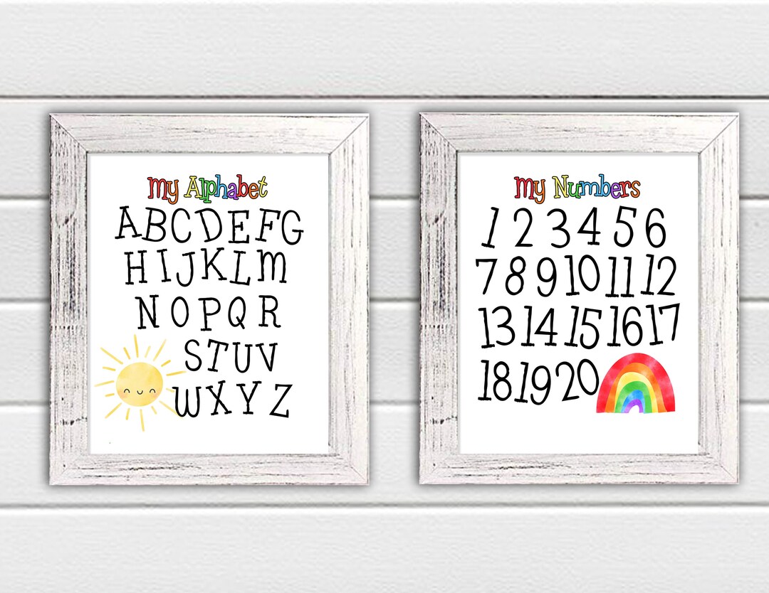 Rainbow Sunshine Alphabet Letters and Numbers Set of 2 - Etsy