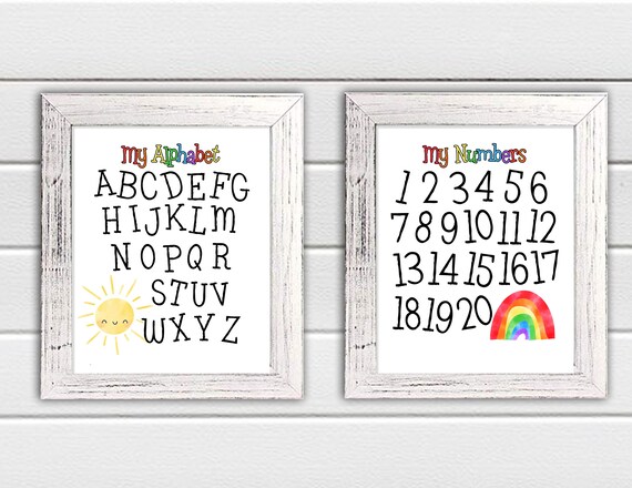 Rainbow Sunshine Alphabet Letters and Numbers Set of 2 | Etsy