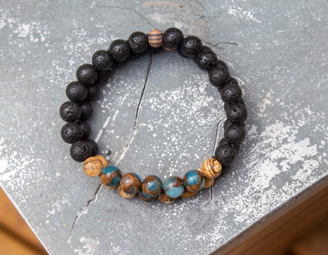 Beaded Bracelet Set for Men Blue and Gold Beaded Bracelet - Etsy