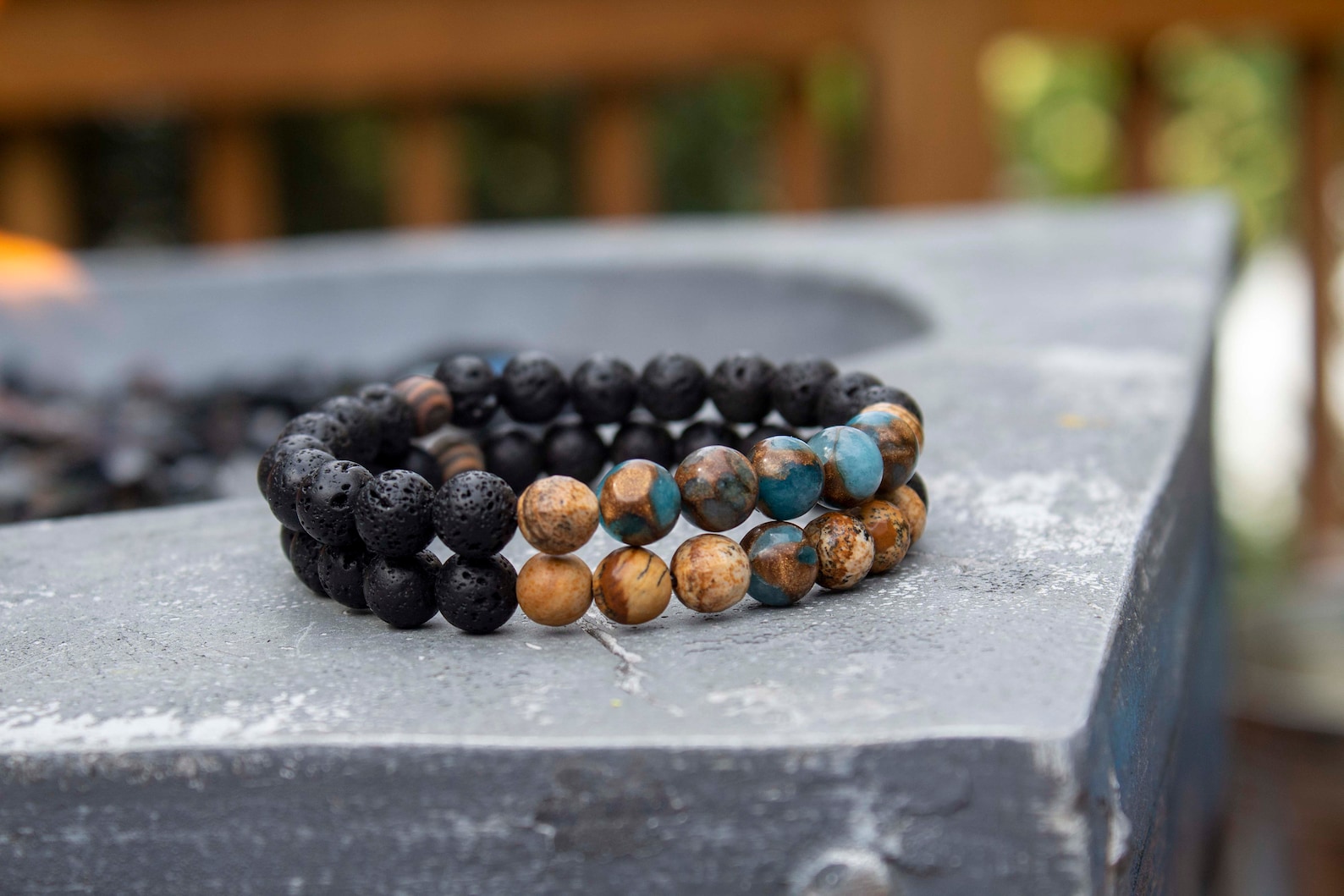 Beaded Bracelet Set for Men Blue and Gold Beaded Bracelet | Etsy