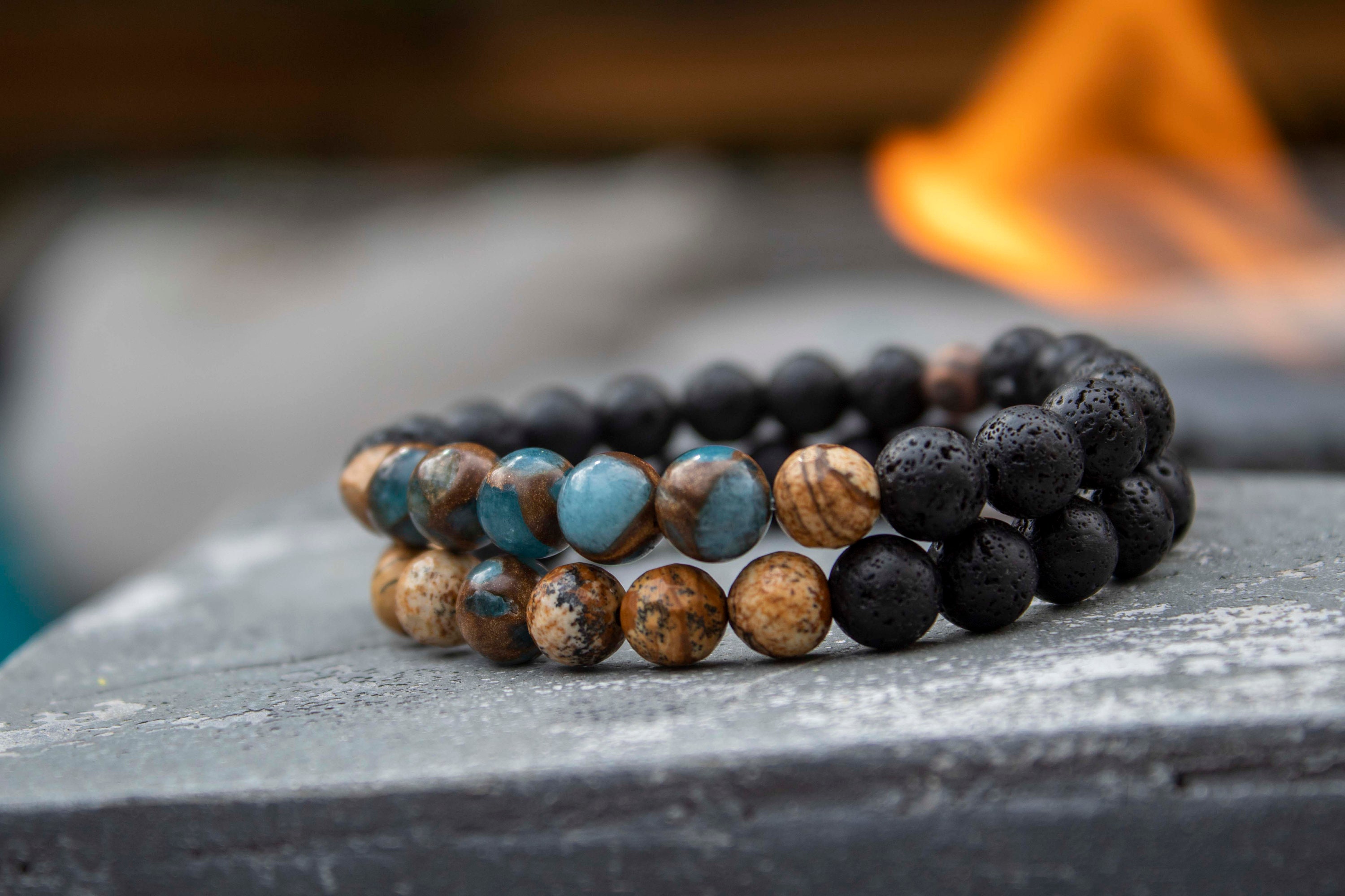 Beaded Bracelet Set for Men Blue and Gold Beaded Bracelet | Etsy