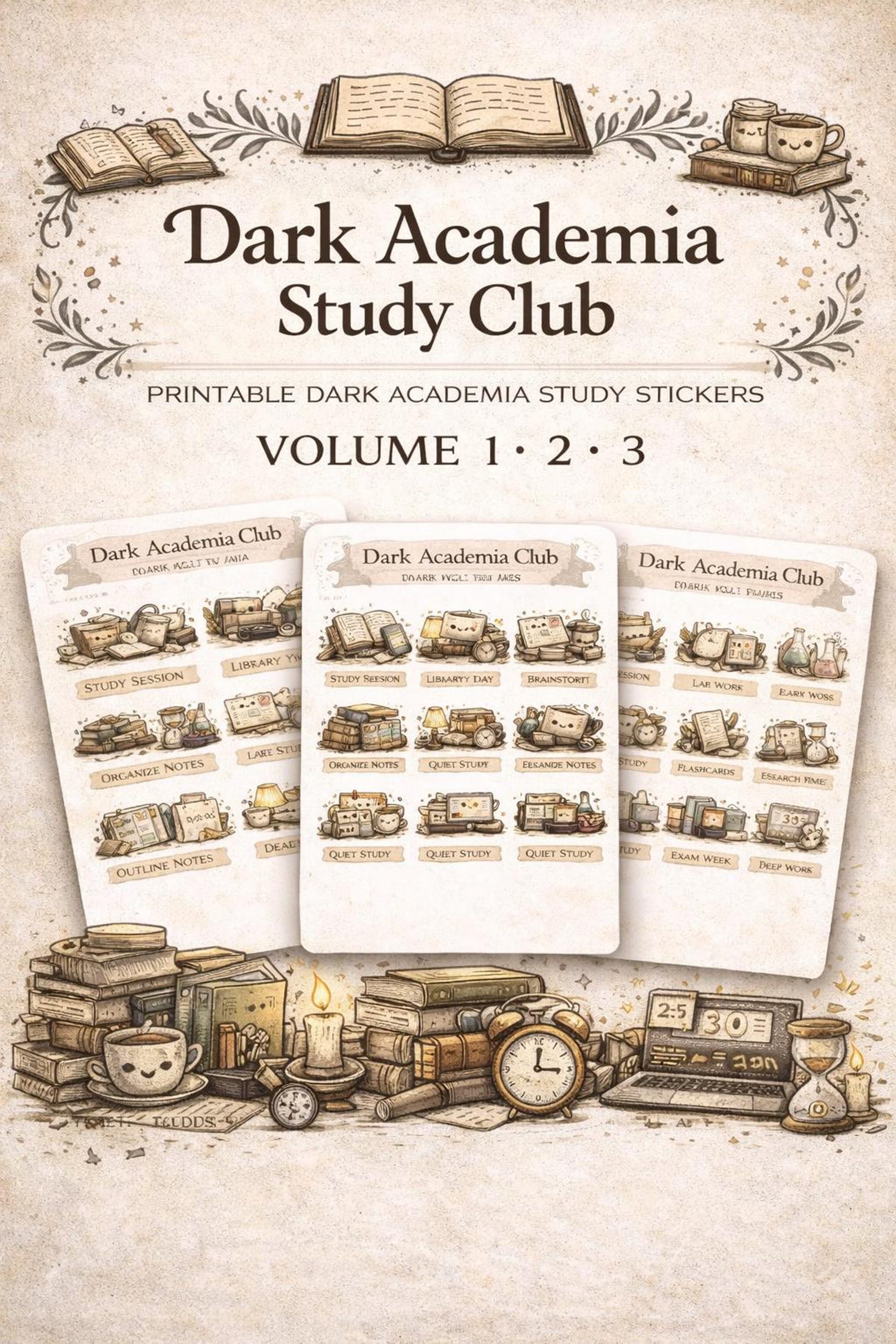 Dark Academia Study Stickers Printable – Study Planner Stickers PDF A4 ...
