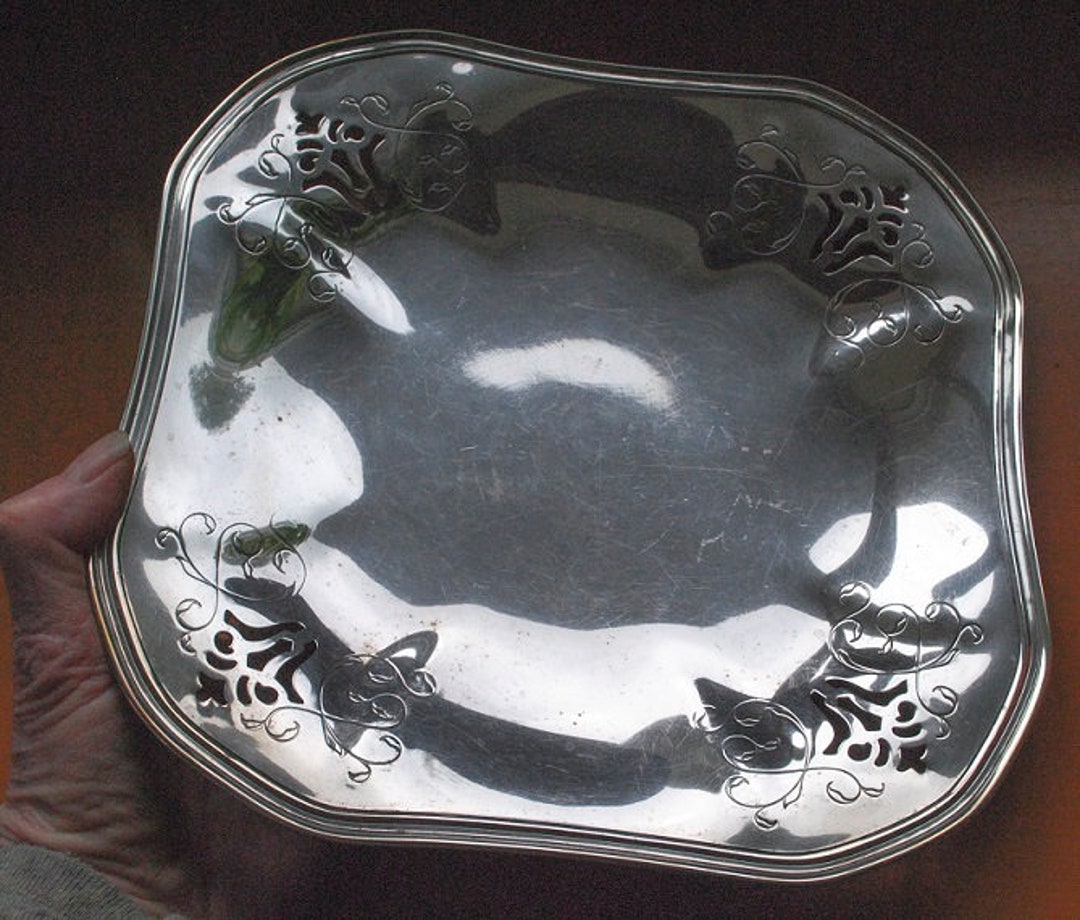 Mulholland EPNS Silverplate Art Nouveau Tray 8 1/2" Curvy With Pierced ...