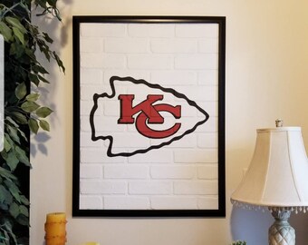 Kansas City Chiefs NFL Arrowhead Red, White, and Black String Art Wood ...