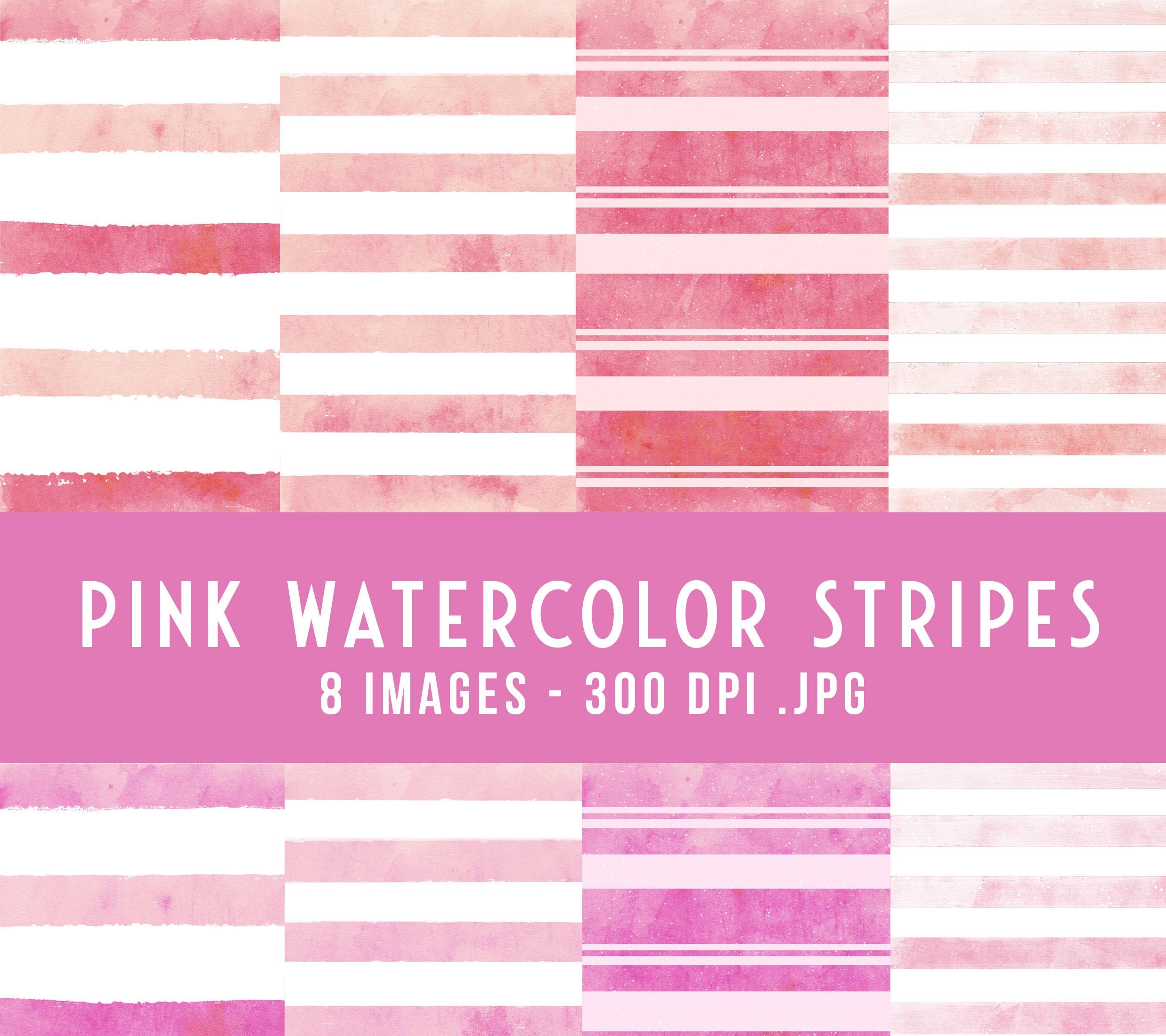 Pink Watercolor Stripes Commercial Use Digital Papers Design - Etsy UK