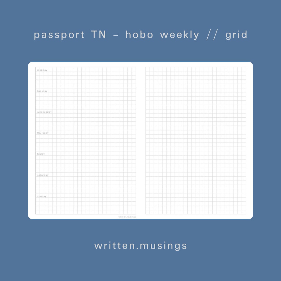 Passport TN Printable Insert - Hobo Weekly (grid) // Traveler's ...