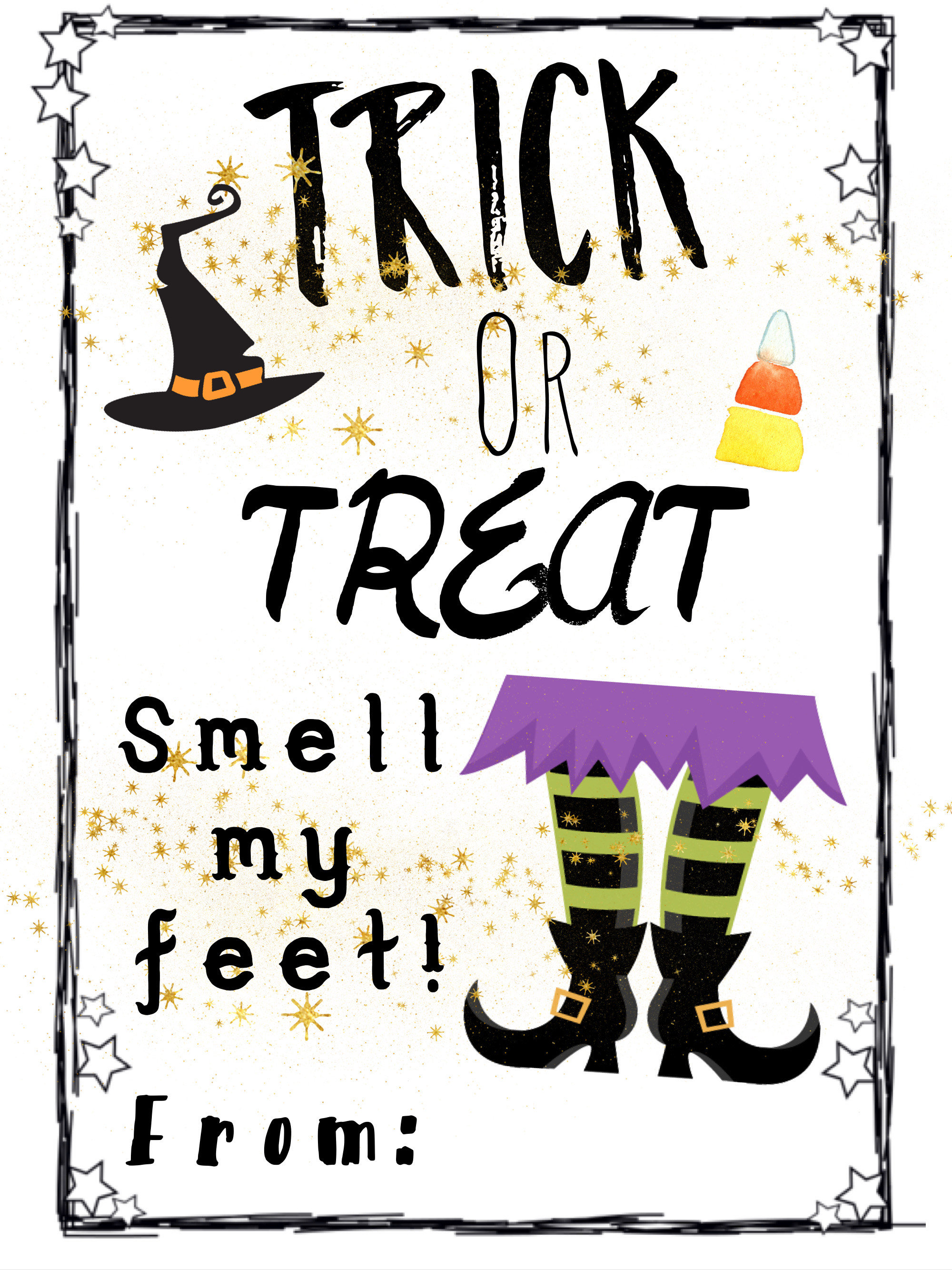 Halloween Printable/ Trick or Treat Smell My Feet/ Halloween Gift Tag ...