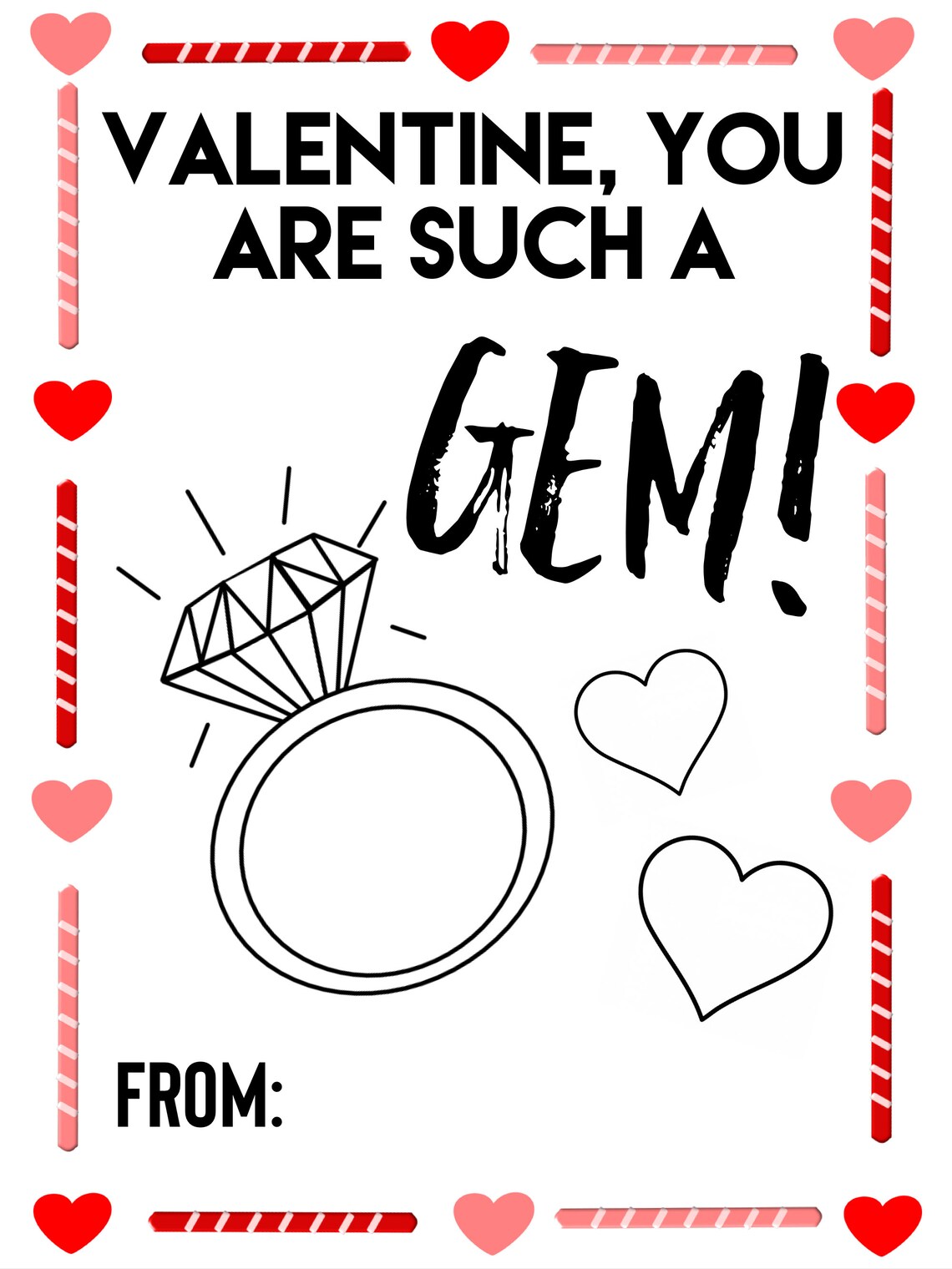 Ring Pop Printable Valentine/ You're Such a Gem/ Class Valentine/ Kid ...