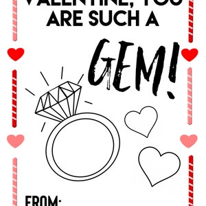Ring Pop Printable Valentine/ You're Such a Gem/ Class Valentine/ Kid ...