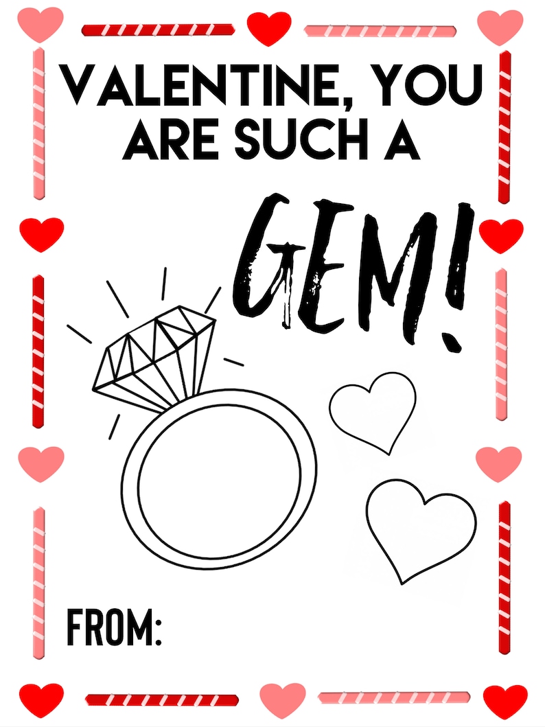 Ring Pop Printable Valentine/ You're Such a Gem/ Class Valentine/ Kid ...