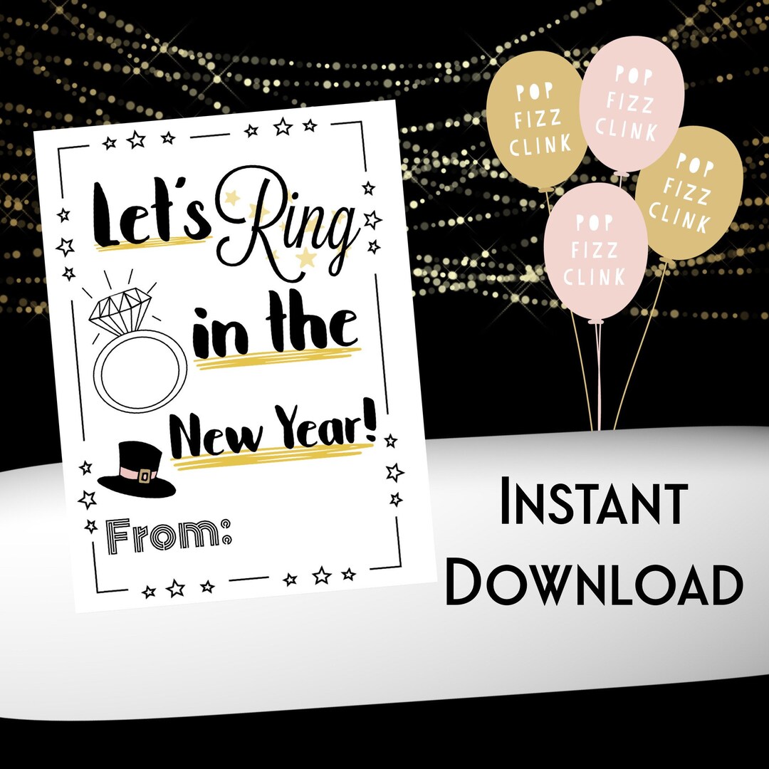 New Year's Printable/ Ring in the New Year / Teacher Gift Tag/ Instant ...