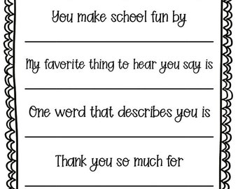 End of the Year Teacher Printable/ Fill in the Blank / My | Etsy