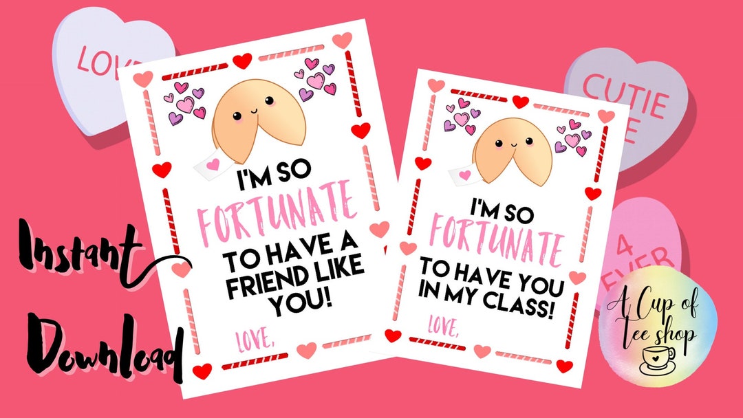 Fortune Cookie Valentine/ Instant Download Class Valentines - Etsy
