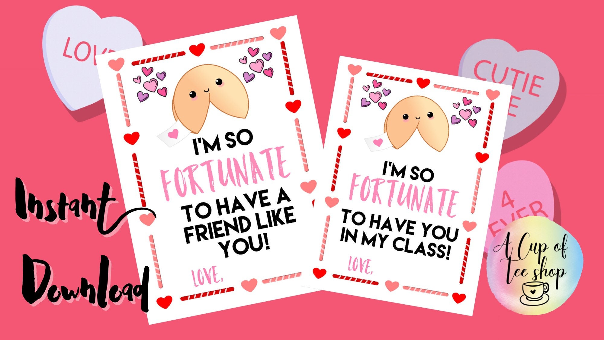 Fortune Cookie Valentine/ Instant Download Class Valentines - Etsy