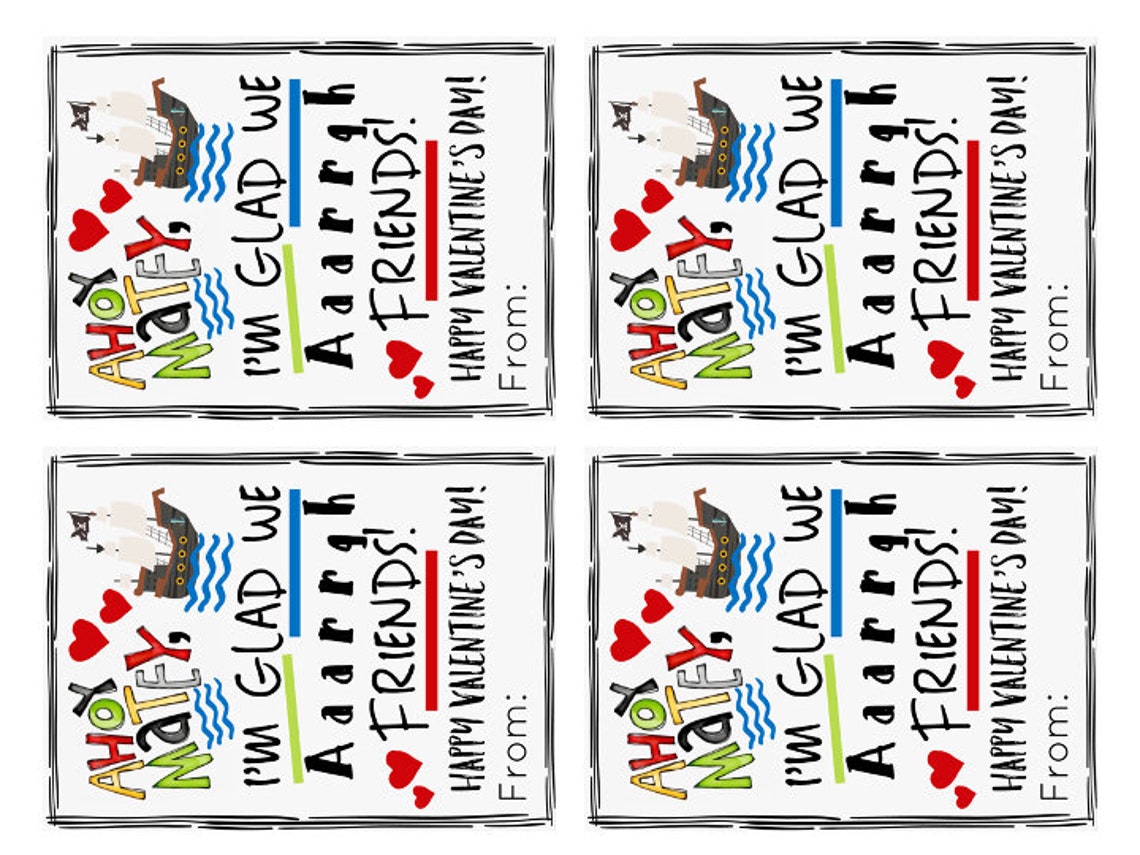 Pirate Themed Valentine's Day Printable / Valentine Card Printable ...