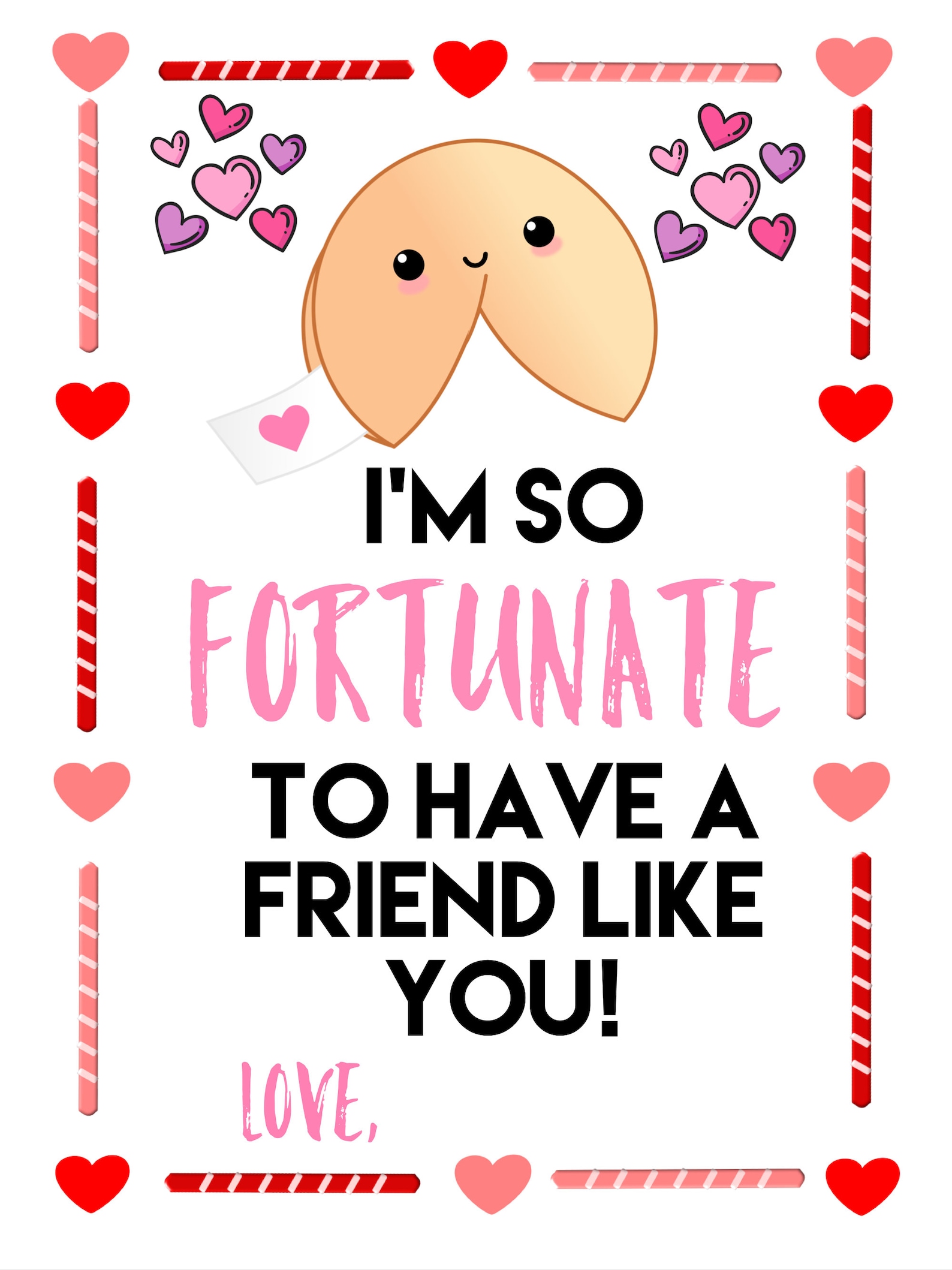 Fortune Cookie Valentine/ Instant Download Class Valentines | Etsy