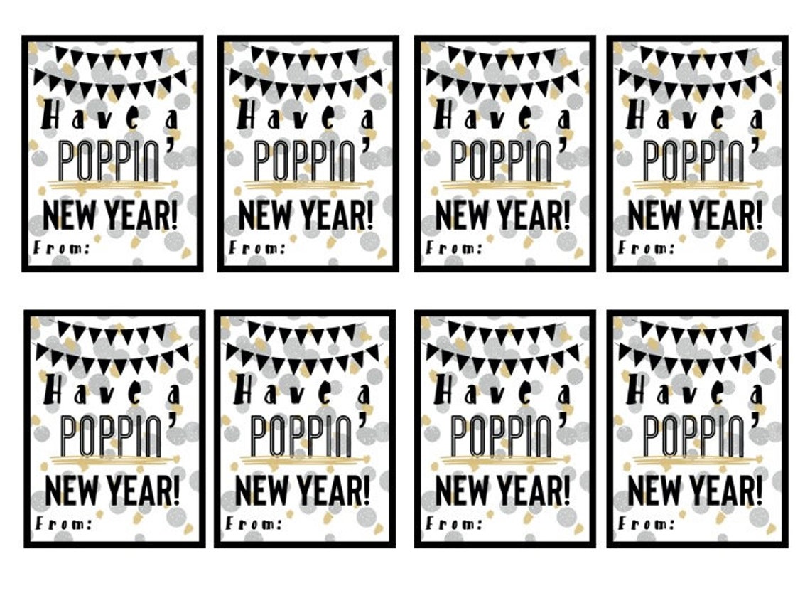 New Year's Champagne Printable/ Poppin' New Year / - Etsy
