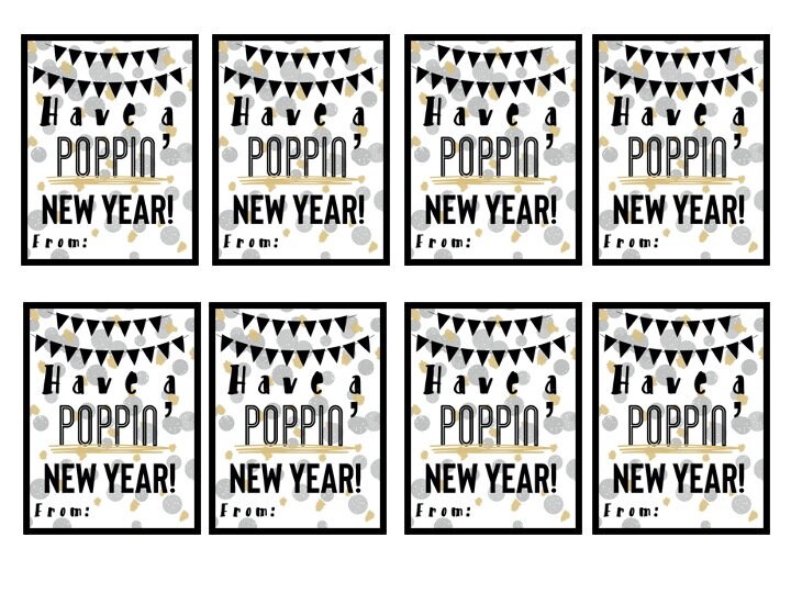 New Year's Champagne Printable/ Poppin' New Year / - Etsy