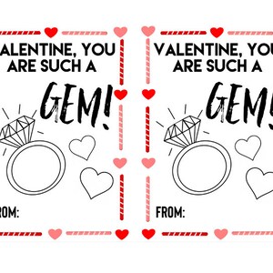 Ring Pop Printable Valentine/ You're Such a Gem/ Class Valentine/ Kid ...