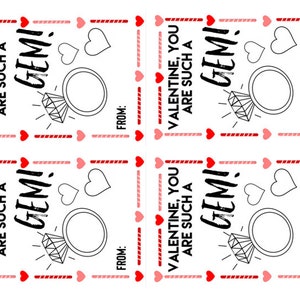 Ring Pop Printable Valentine/ You're Such a Gem/ Class Valentine/ Kid ...