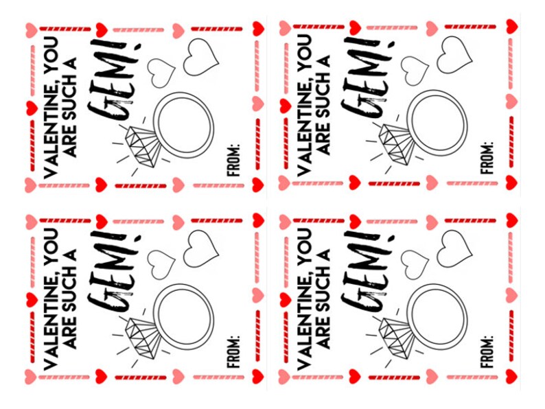 Ring Pop Printable Valentine/ You're Such a Gem/ Class Valentine/ Kid ...