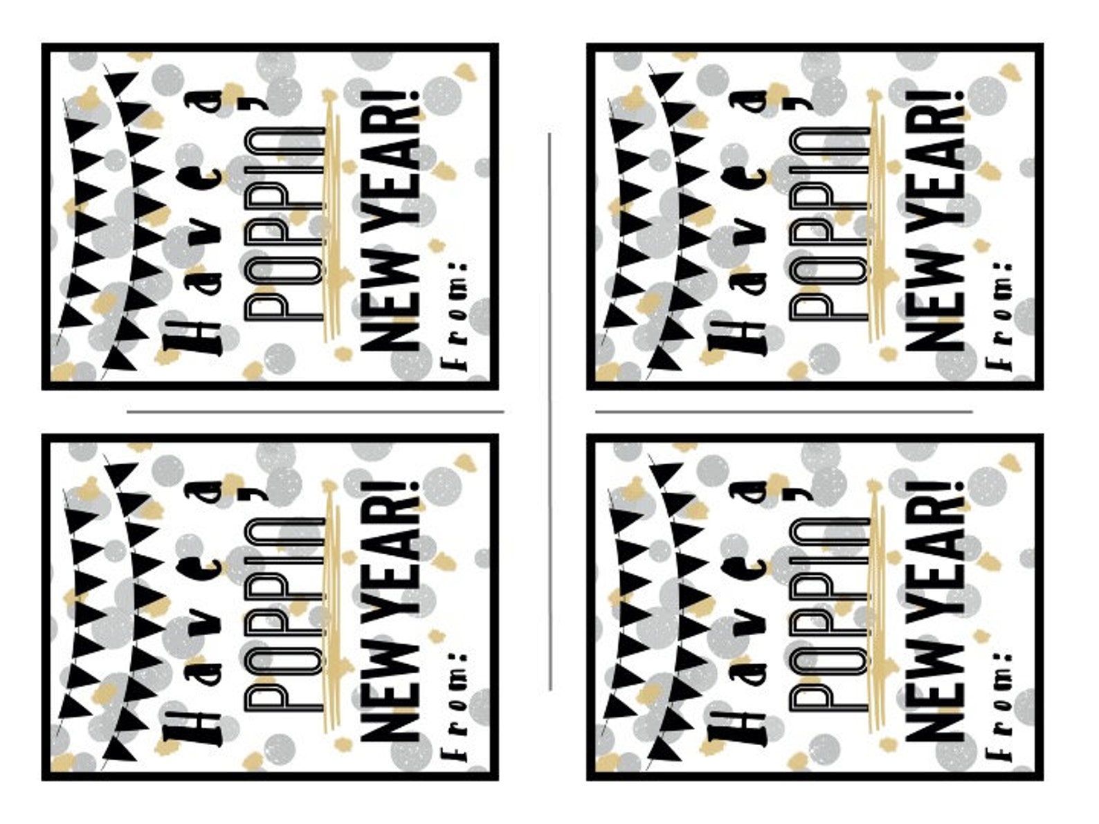 New Year's Champagne Printable/ Poppin' New Year / Teacher Gift Tag ...