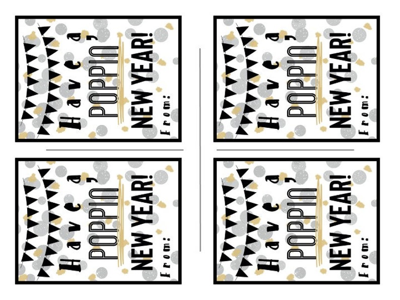 New Year's Champagne Printable/ Poppin' New Year / - Etsy