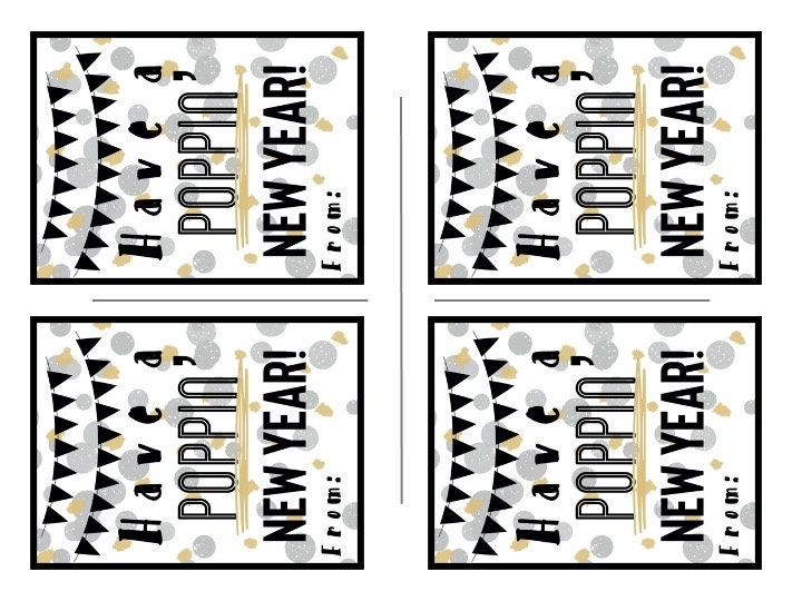 New Year's Champagne Printable/ Poppin' New Year / - Etsy