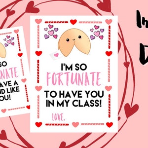 Fortune Cookie Valentine/ Instant Download Class Valentines - Etsy