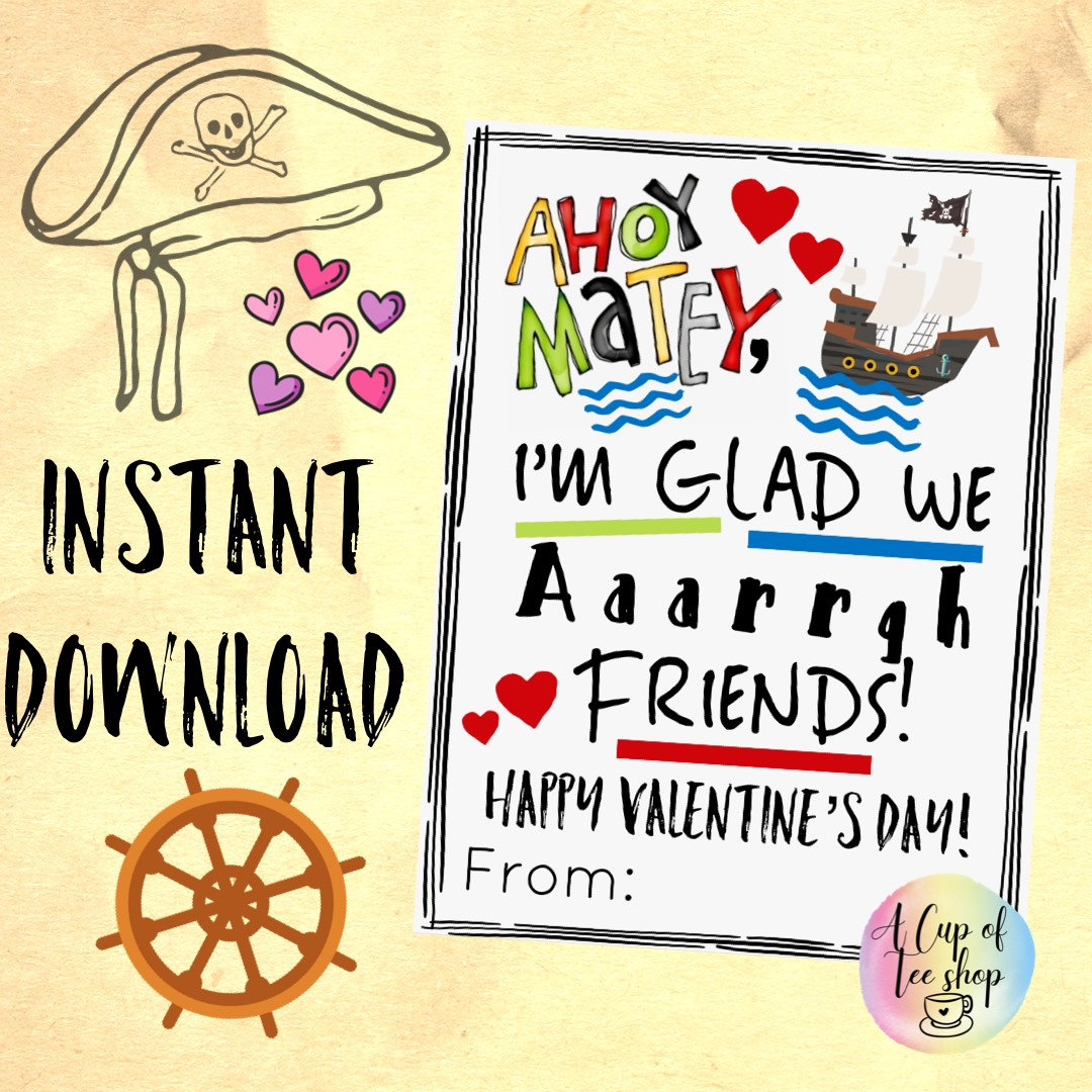 Pirate Themed Valentine's Day Printable / Valentine Card Printable ...