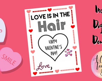 Scrunchie Valentine Printable | Etsy