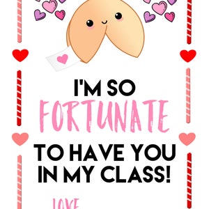 Fortune Cookie Valentine/ Instant Download Class Valentines | Etsy