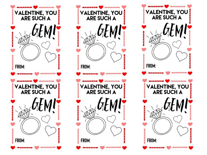 Ring Pop Printable Valentine/ You're Such a Gem/ Class Valentine/ Kid ...