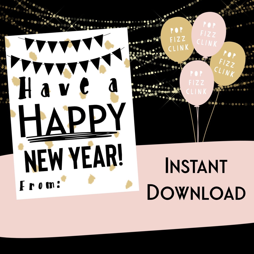 New Year's Printable/ Happy New Year / Teacher Gift Tag/ Instant ...