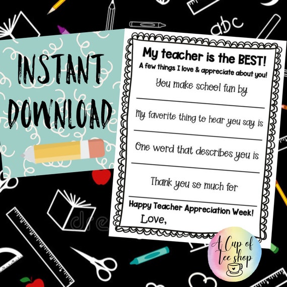 Personalized End of the Year Teacher Printable/ My Teacher is | Etsy