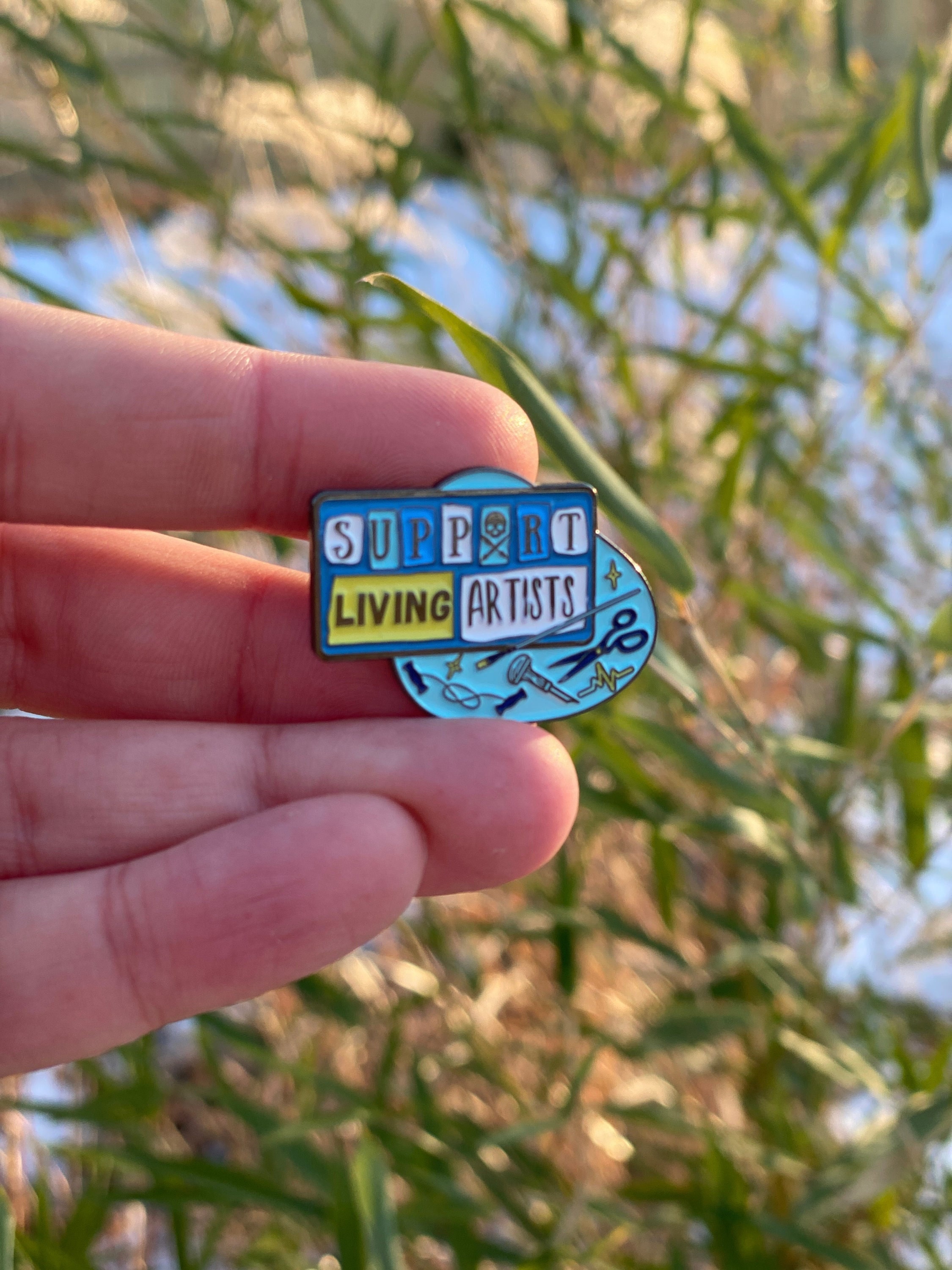 Support Living Artists Soft Enamel Pin 1.25", Watercolor Artist Paint ...