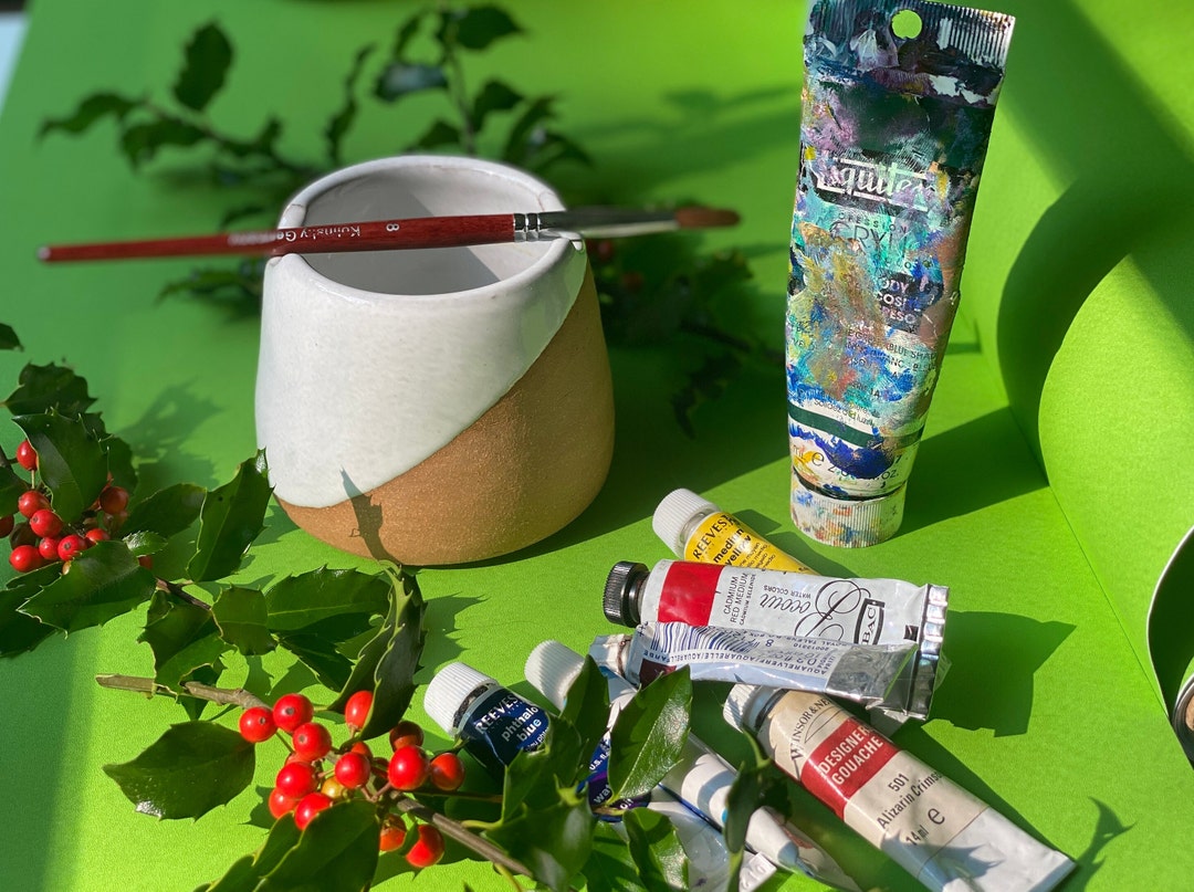 Ready to Ship! Large Ceramic Paint Water Cup, Paintbrush Holder, Artist ...