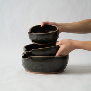 Handmade Ceramic Nesting Bowls: Stoneware Mixing Bowls, Tortuga Design ...