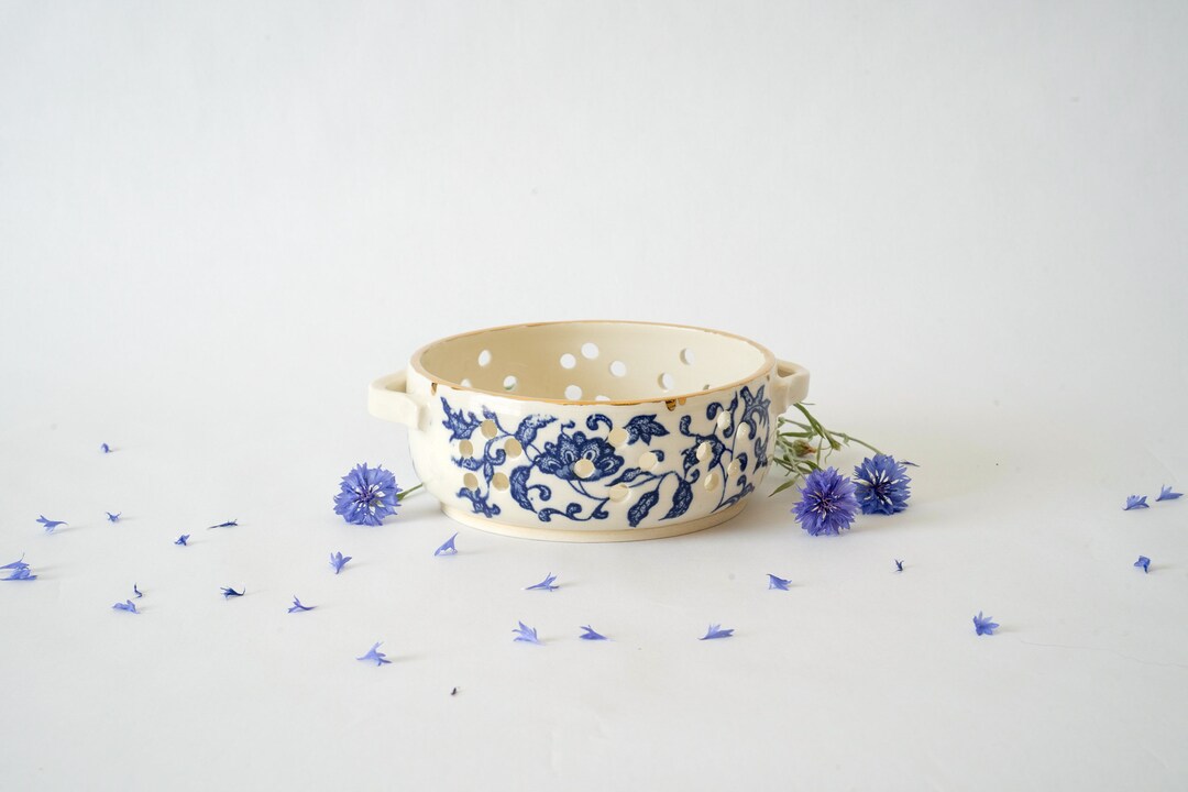 Antoinette Berry Bowl, Handmade Porcelain Ceramic Berry Colander ...