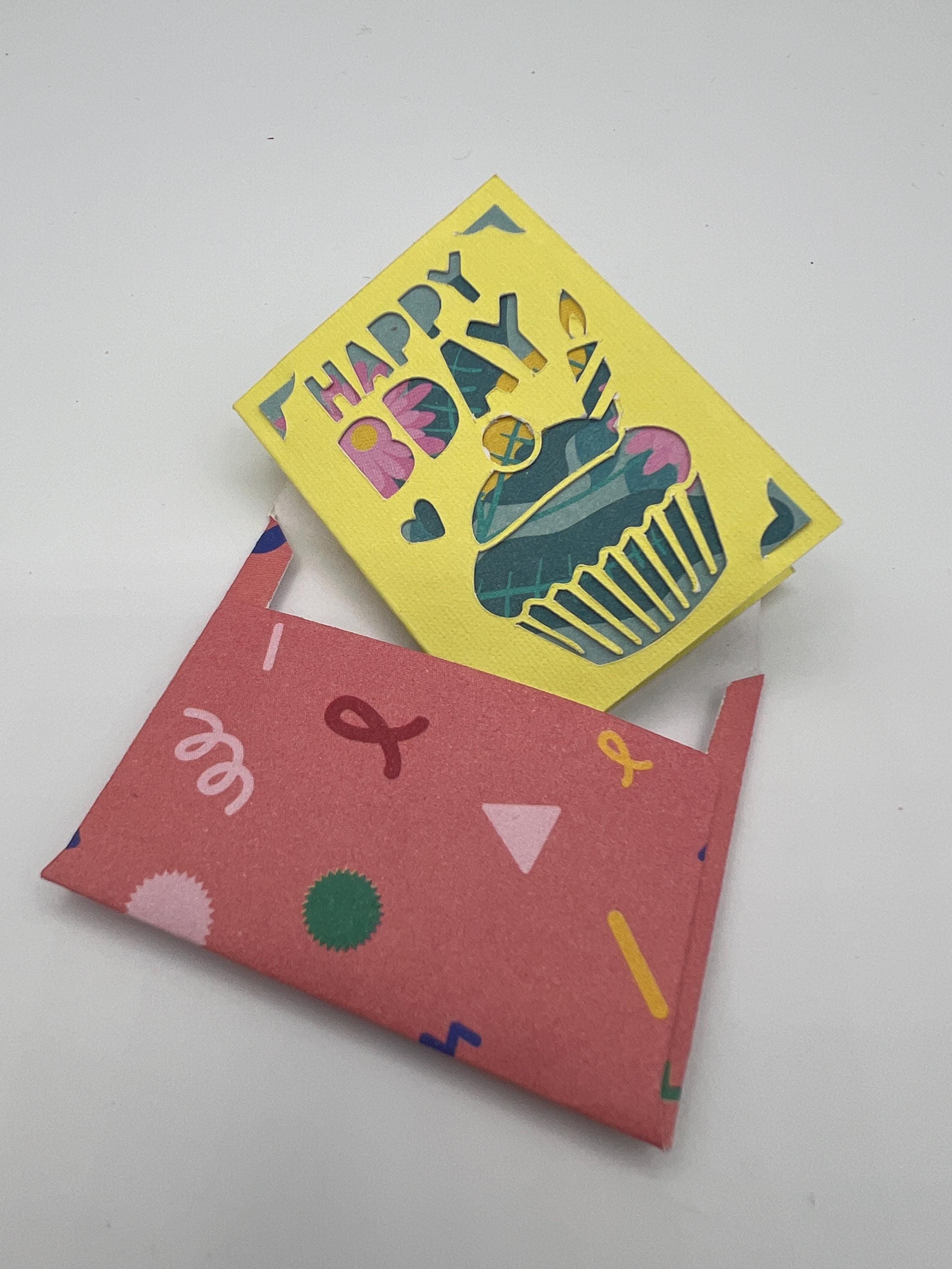 Handmade Miniature Birthday Card and Envelope 5cm 2inch X 3.7cm1.5inch ...