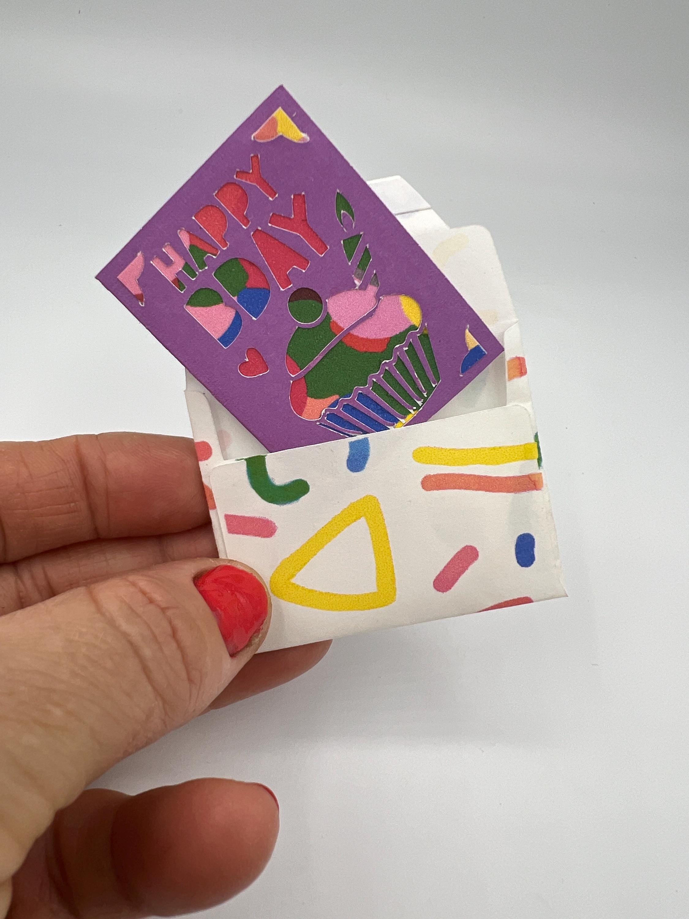 Handmade Miniature Birthday Card and Envelope 5cm 2inch X 3.7cm1.5inch ...