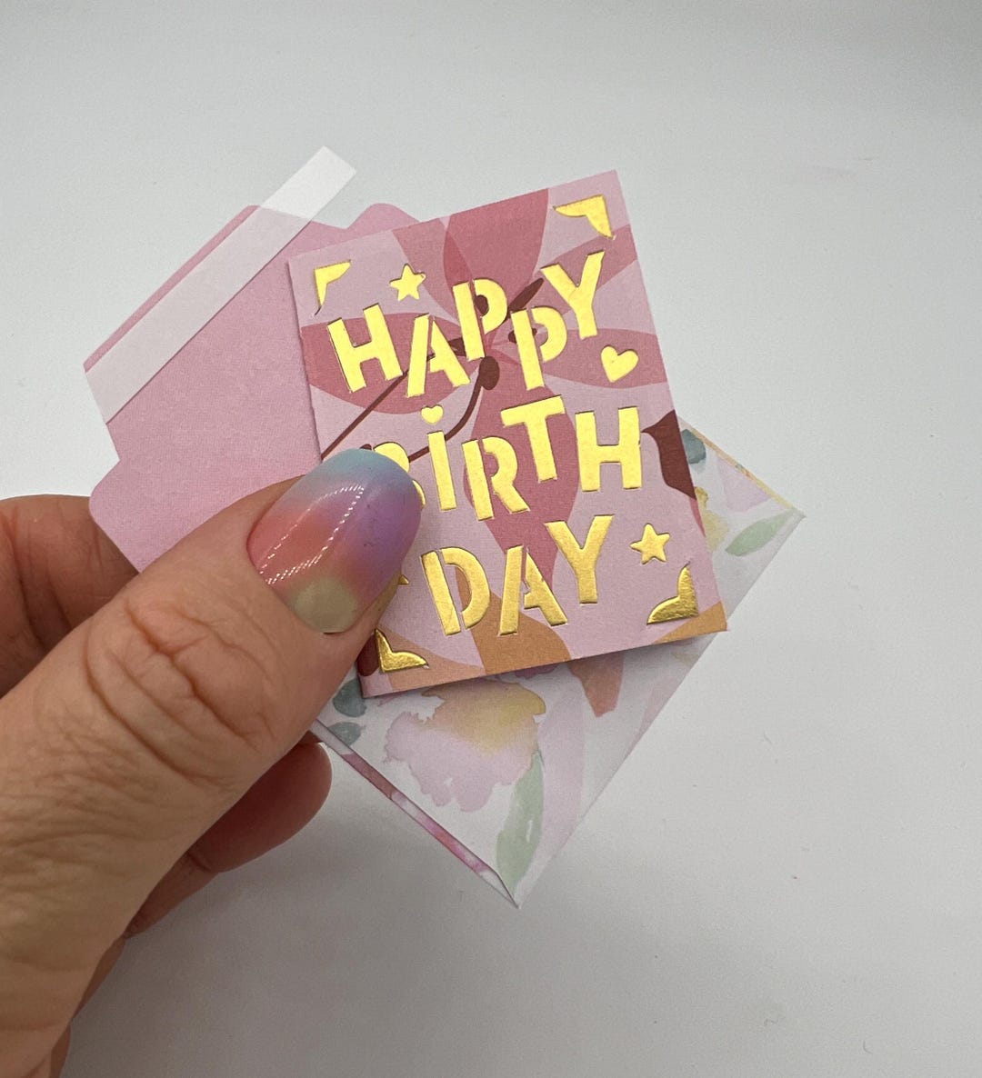 Handmade Miniature Birthday Card and Envelope 5cm (2inch) X 3.7cm(1 ...