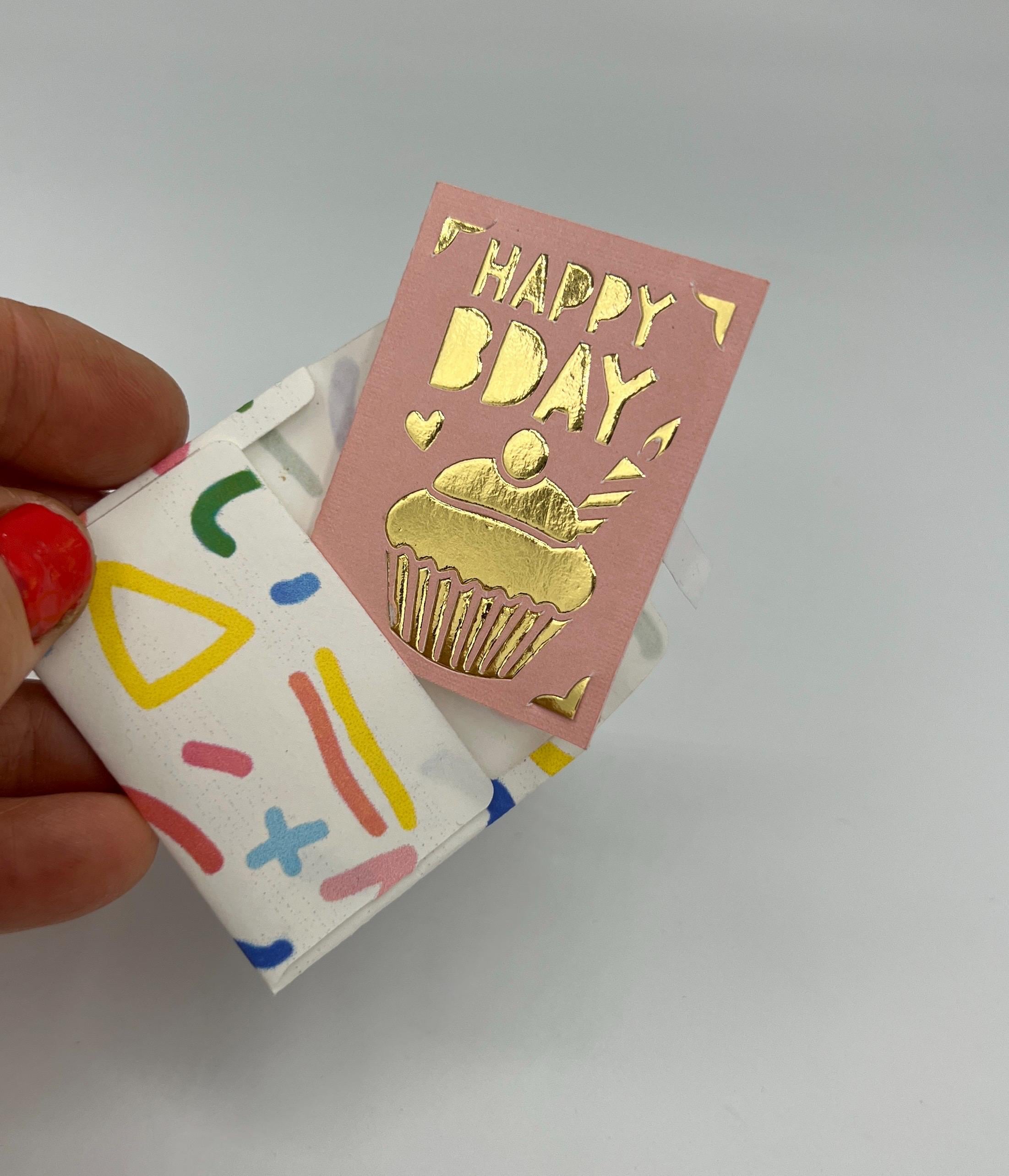 Handmade Miniature Birthday Card and Envelope 5cm (2inch) X 3.7cm(1 ...