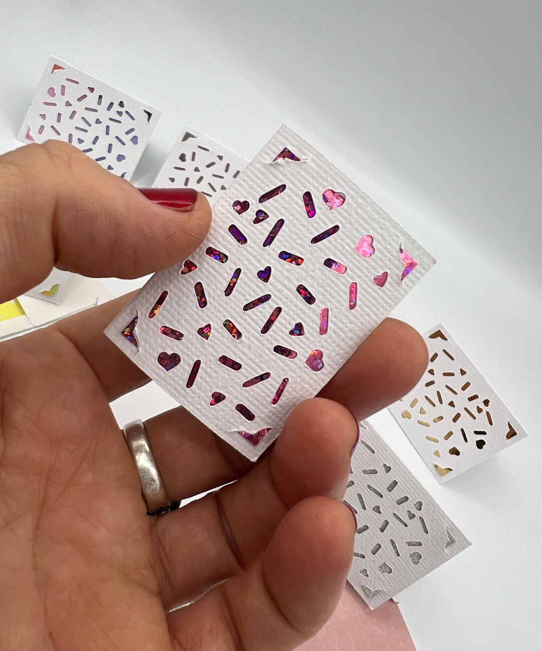 Mini Confetti Heart Card, Tiny Gift Card With Envelope - Etsy