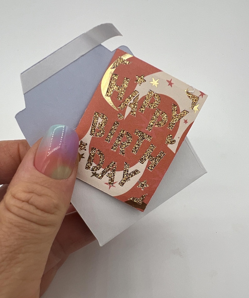 Handmade Miniature Birthday Card and Envelope 5cm (2inch) X 3.7cm(1 ...