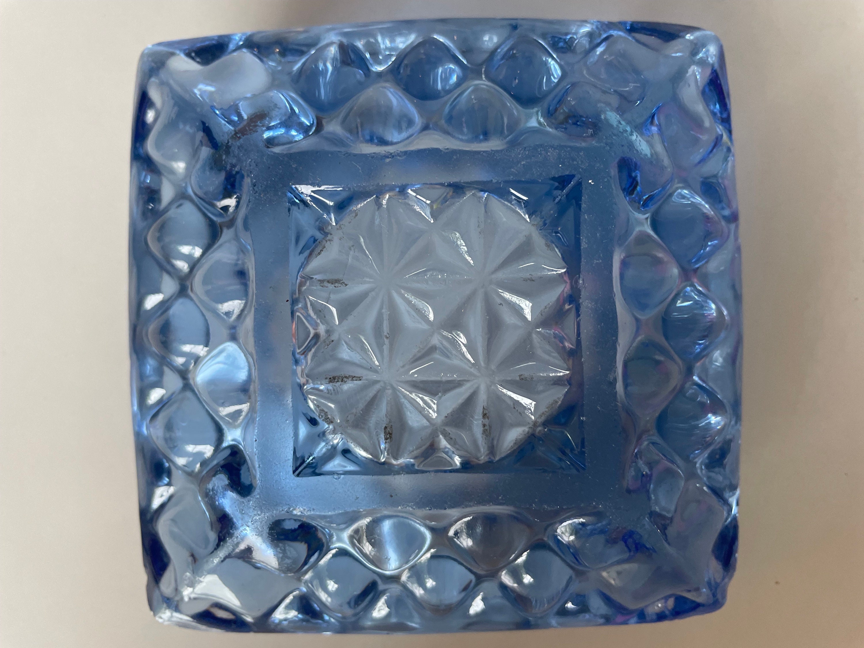 Retro 60s Square Blue Faceted Glass Ashtray - Etsy