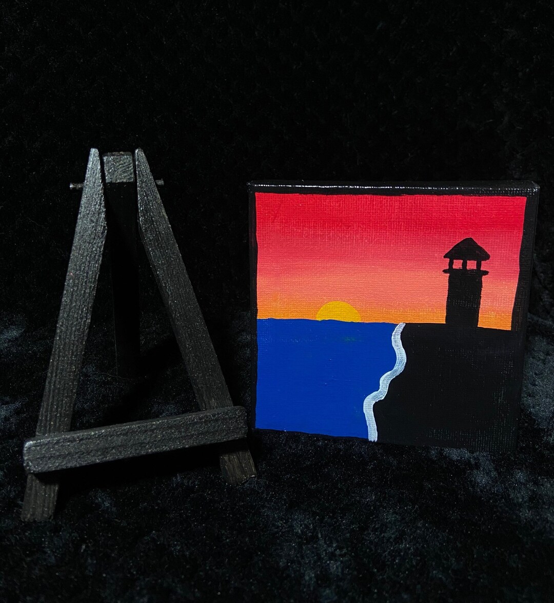 Small Acrylic Lighthouse Painting With Display Easel - Etsy