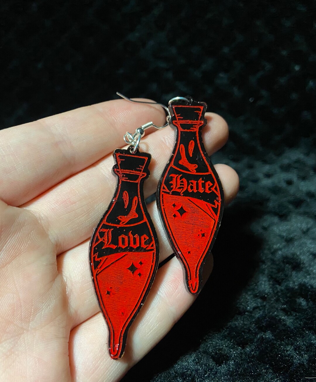 Goth Love and Hate Potion Earrings B GRADE - Etsy